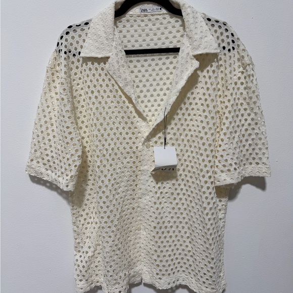 Zara | Shirts | Zara Ivory Crochet Top | Poshmark